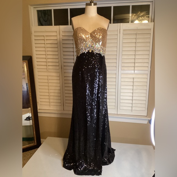 Temptations | Dresses | Black And Gold Evening Gown | Poshmark